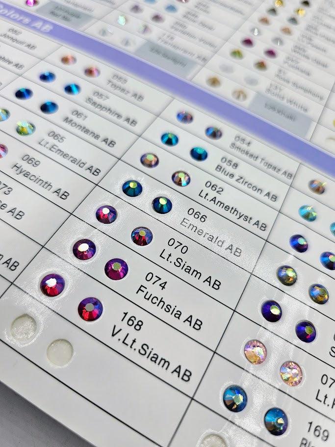 Glass Rhinestone Colour Chart – Bling on the Chaos